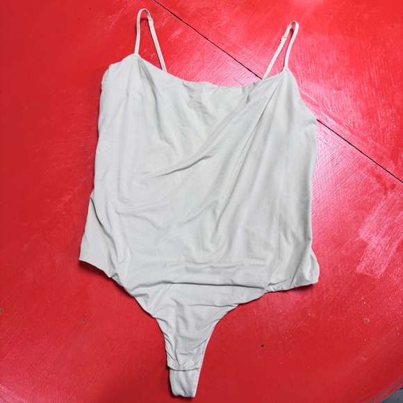 SKIMS | Tops | Skims Beigh Spaghetti Strap Snap Bottom Bodysuit | Poshmark